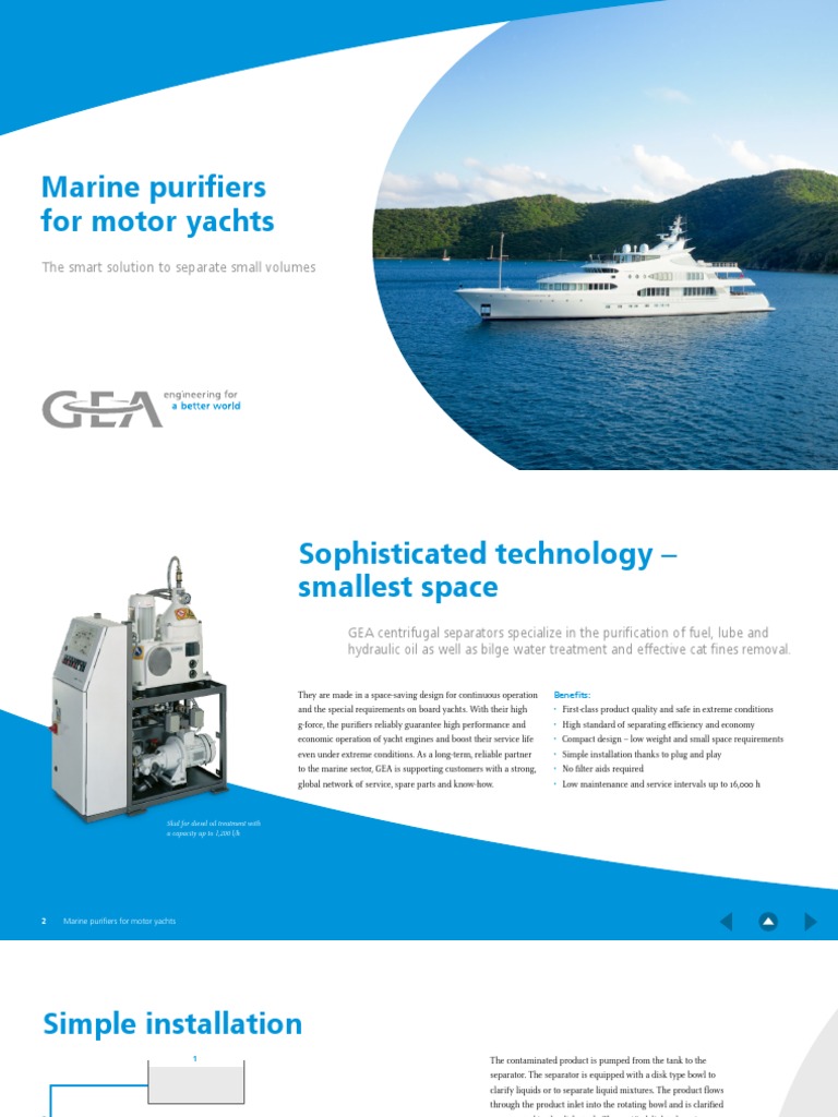 GEA Marine Purifiers For Motor Yachts - tcm11-83673 | PDF | Pump | Engines