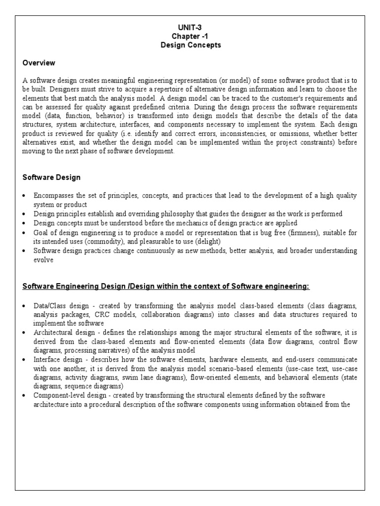 UNIT-3 Chapter - 1 Design Concepts | PDF | Conceptual Model | Component ...