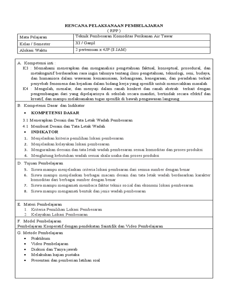RPP Teknik Pembesaran | PDF