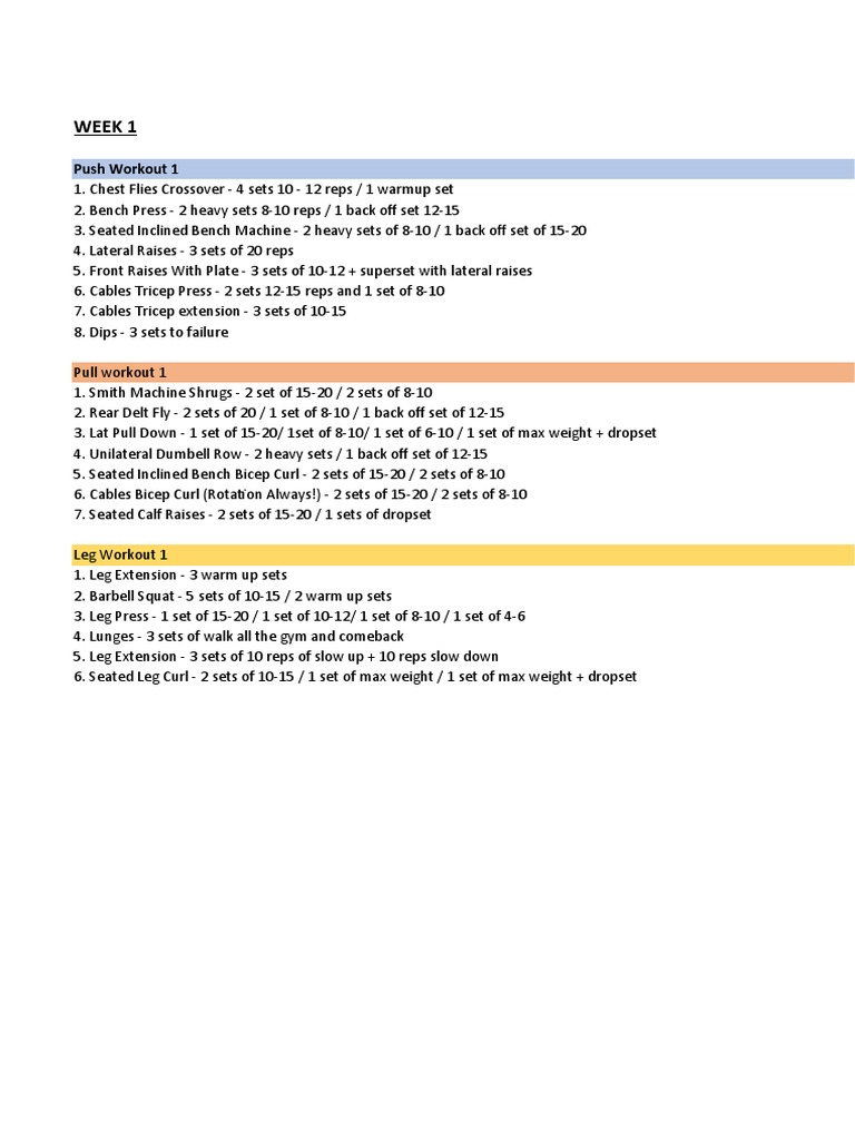 Push Pull Legs Workout | PDF | Weight Training | Weight