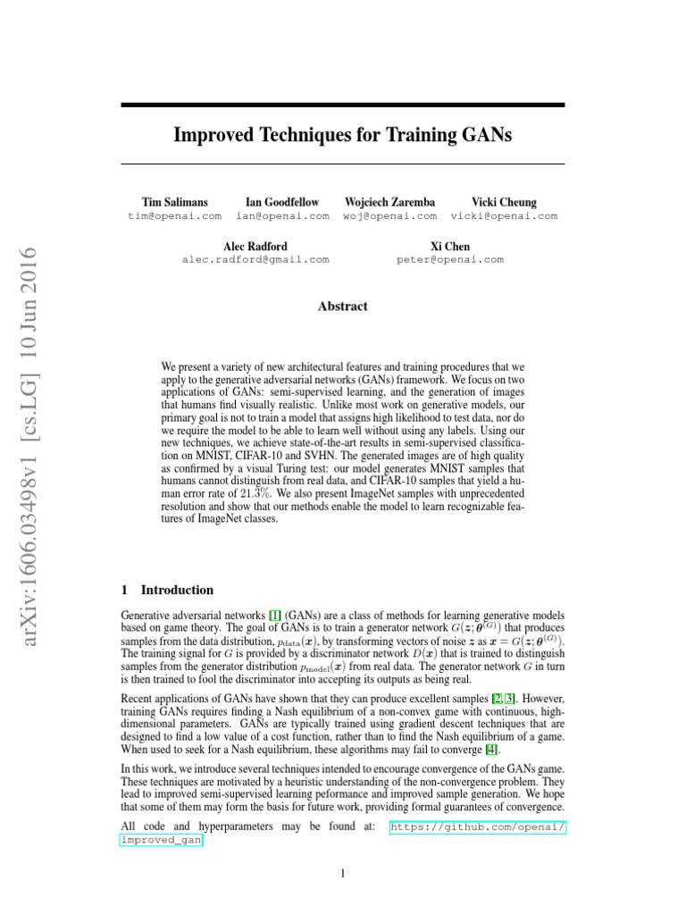 Improved Techniques For Training Gans: (G) Data (G) | PDF | Artificial Intelligence ...