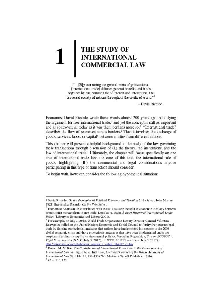 The Study of International Commercial Law | PDF | Dumping (Pricing Policy) | World Trade ...