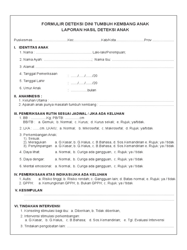 Deteksi Tumbuh Kembang Anak | PDF