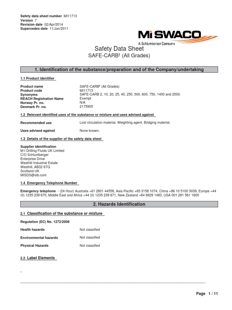 MI Swaco Safe Carb MSDS | PDF | Personal Protective Equipment ...