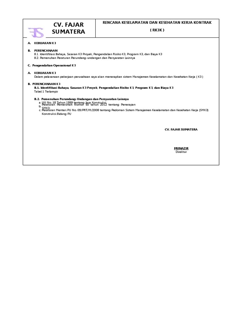 Rencana K3 Proyek Konstruksi | PDF