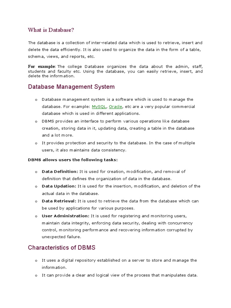 Database Notes Pdf Databases Relational Database