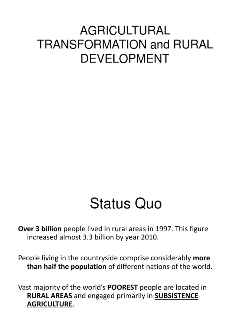 Agricultural Transformation and Rural Development | PDF | Agriculture ...