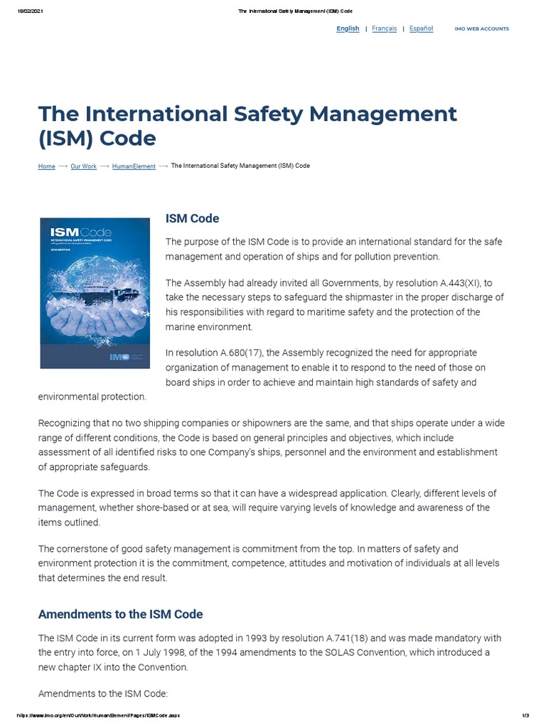The International Safety Management (ISM) Code | PDF | Safety | Environmental Protection