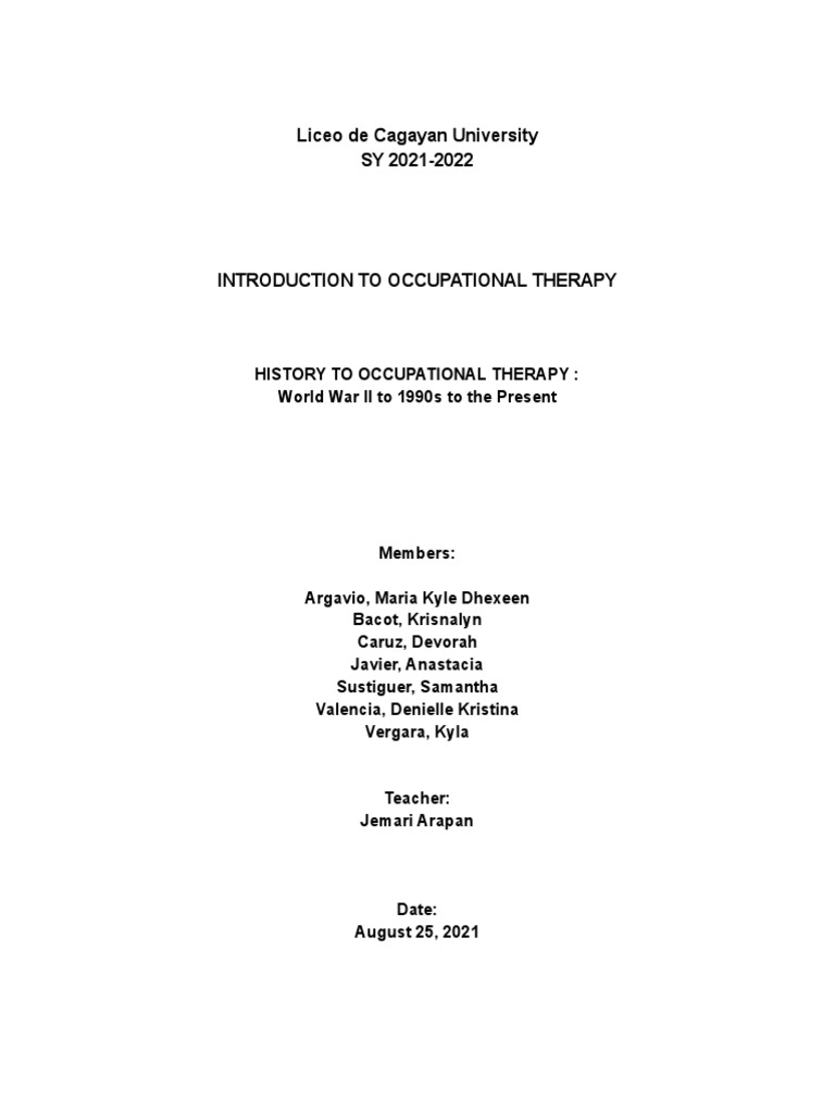 Introduction To Occupational Therapy | PDF | Occupational Therapy ...