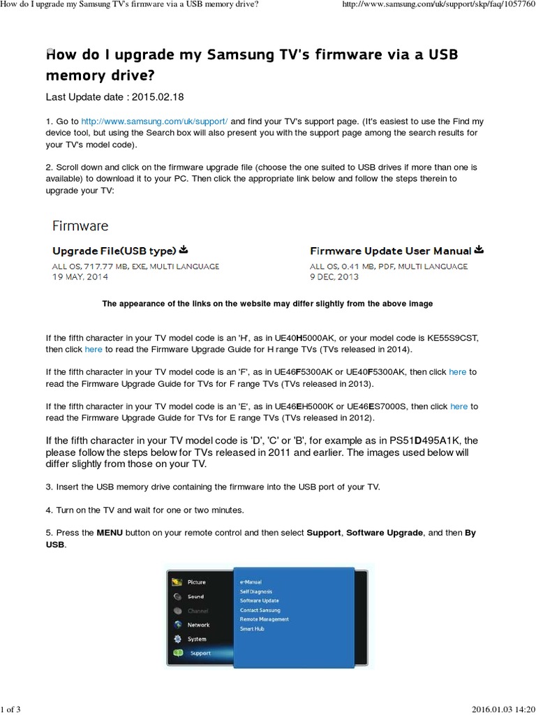 Upgrade Samsung TV Firmware via USB | PDF | Usb Flash Drive | Television