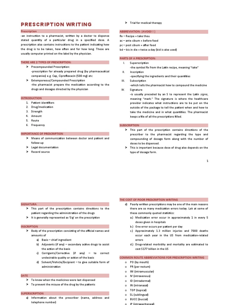 Prescription Writing | PDF | Medical Prescription | Pharmacy
