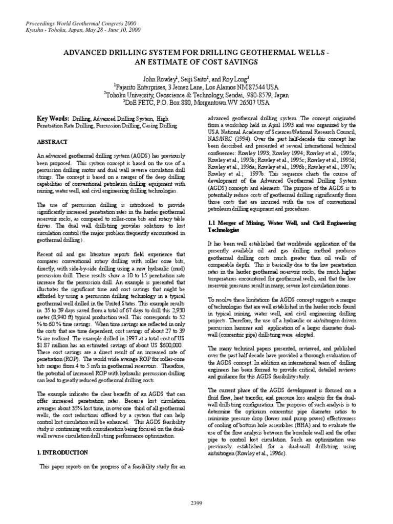 Casing Drilling Geothermal Well | PDF | Oil Well | Petroleum Reservoir