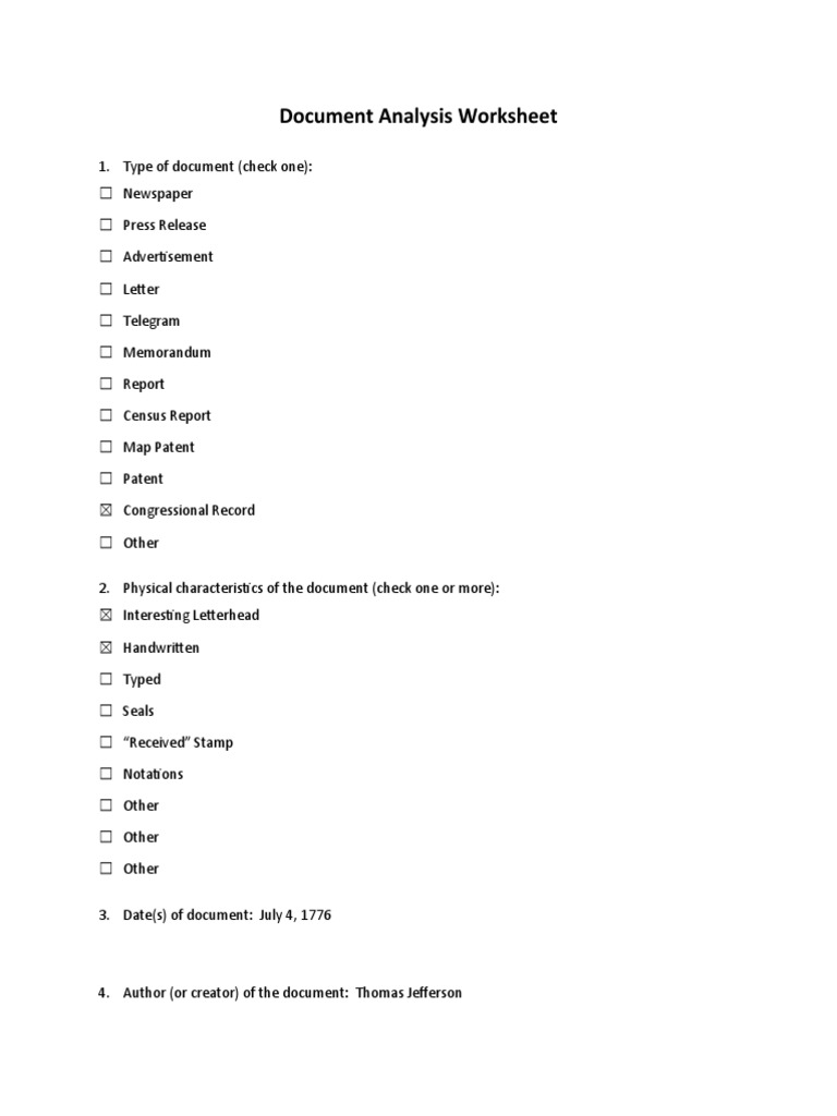1.4 - Document Analysis Worksheet | PDF