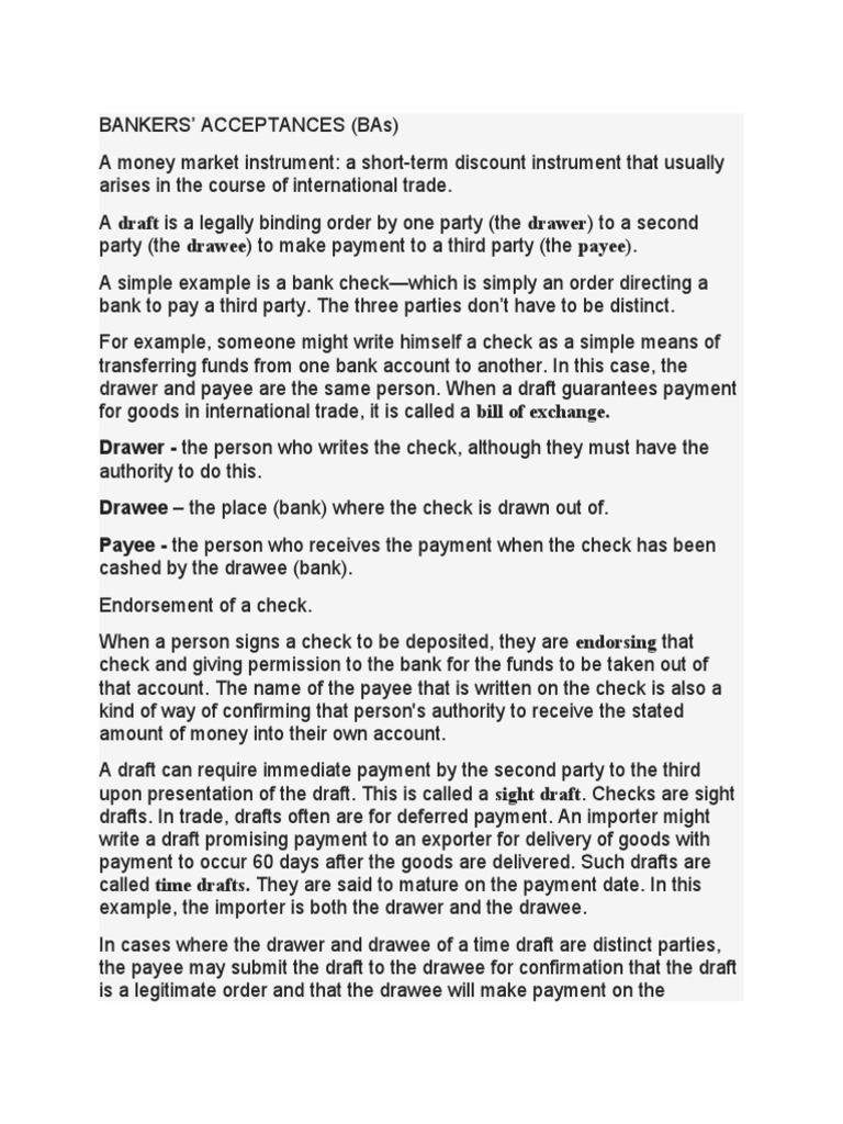 Bankers Acceptance | PDF | Cheque | Payments
