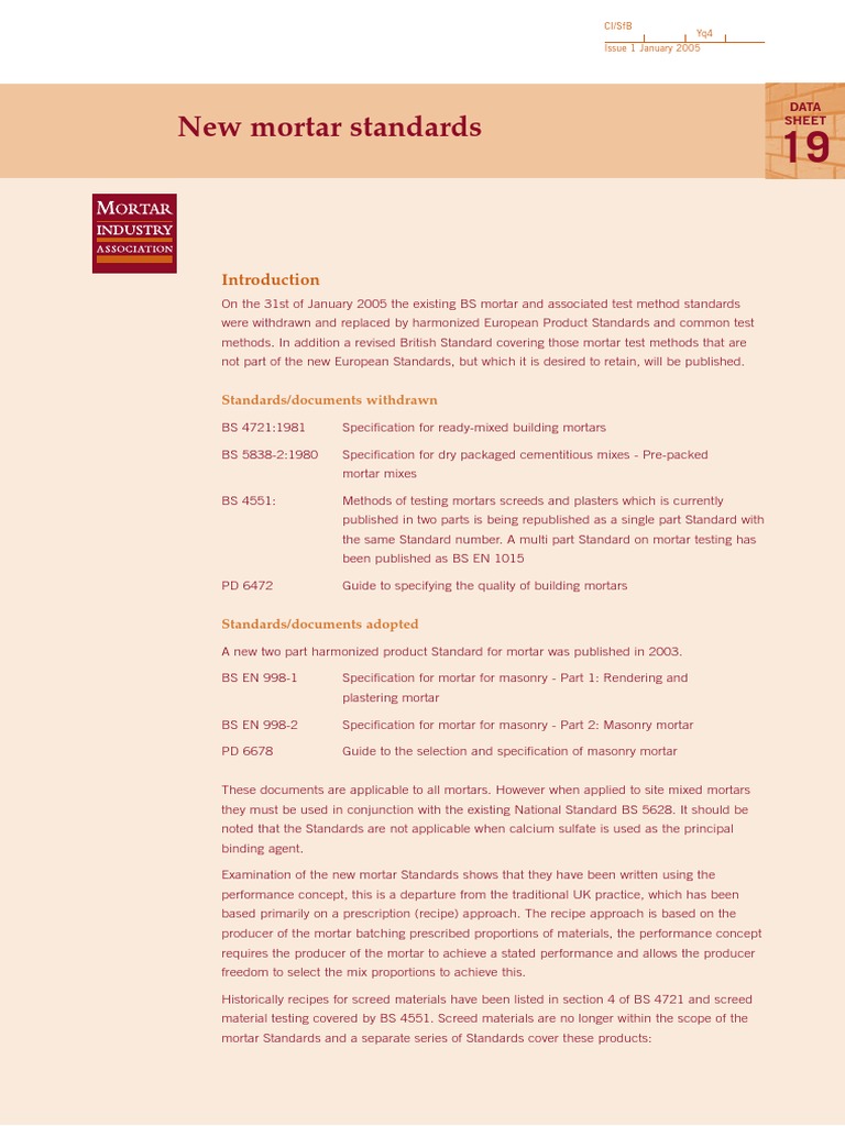 Miadata 19 | PDF | Mortar (Masonry) | Specification (Technical Standard)