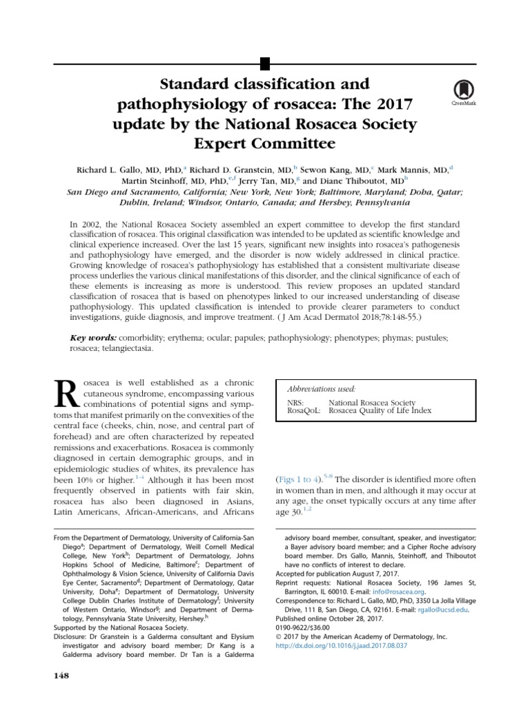 Aula 4 Rosácea Artigo Complementar 3 | PDF | Inflammation | Medicine