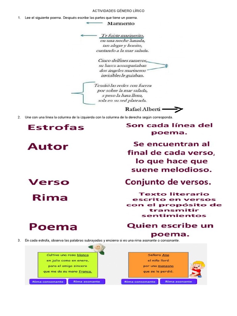Actividades Género Lírico | PDF