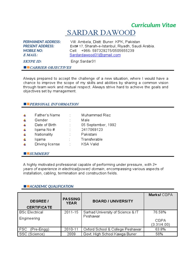 Sardar Dawood CV Updated | PDF | Programmable Logic Controller | Computer Science