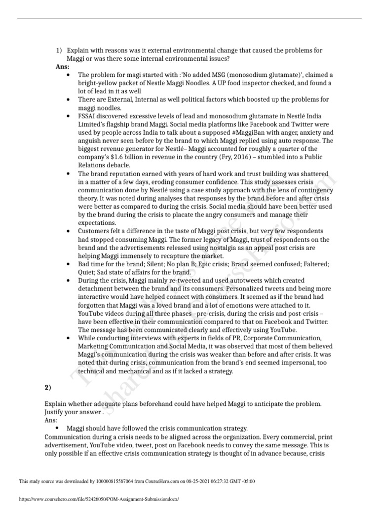 POM Assignment Submission | PDF | Swot Analysis | Brand