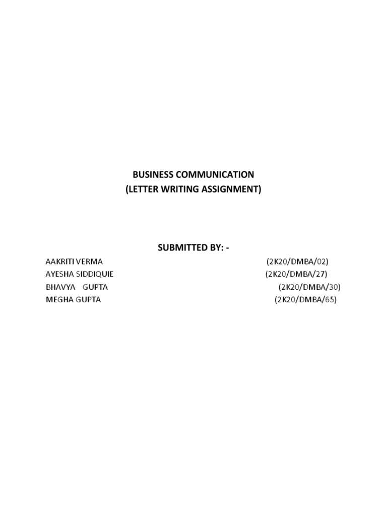 Business Communication Assignment (LETTER) | PDF