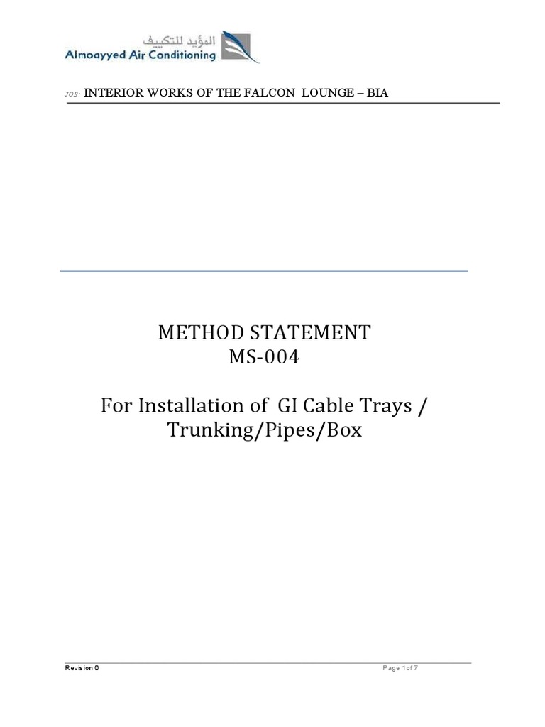 GI Trunking Installation Method Statement | PDF | Personal Protective ...