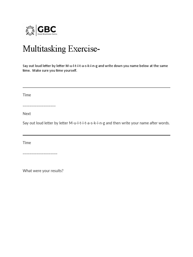 Multitasking Exercise | PDF