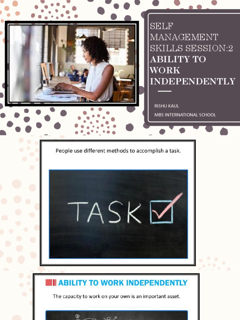 Self Management Skills-2 Ability To Work Independently | PDF