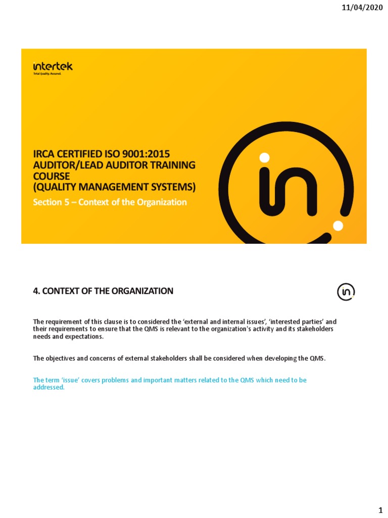 Irca Certified Iso 9001:2015 Auditor/Lead Auditor Training Course ...