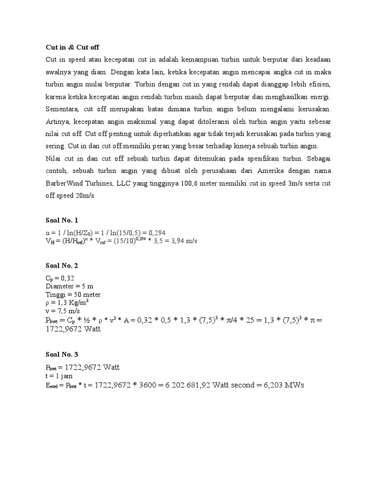 Kecepatan Cut In dan Cut Off Turbin Angin | PDF | Griya & Taman | Komputer