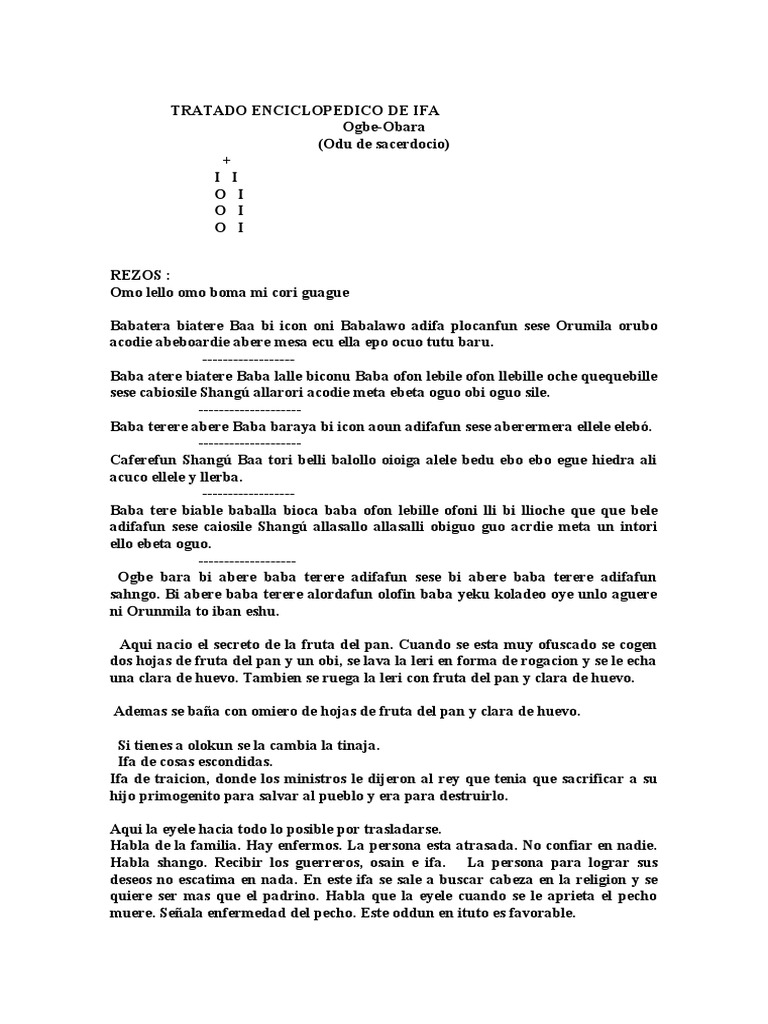 Tratado Enciclopédico de Ifá: Ogbe Obara | PDF | Santeria