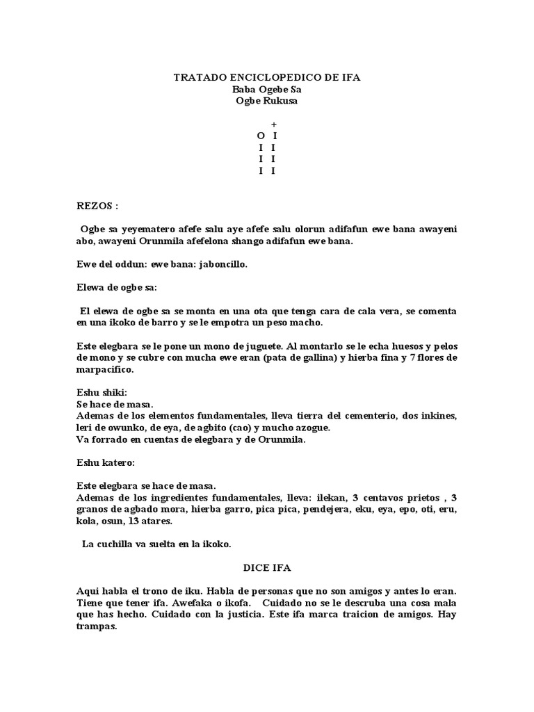 Ogbe Osa: Sacrificios y Adivinaciones | PDF | Brujería