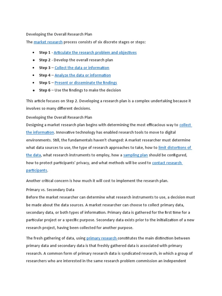 Developing The Research Plan | PDF | Survey Methodology | Data