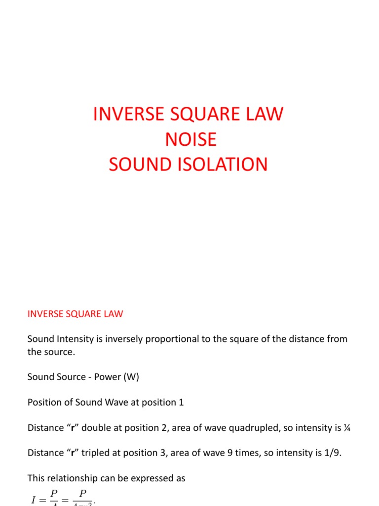 LECTURE 3 Inverse Square Law, Noise and Sound Isloation | PDF