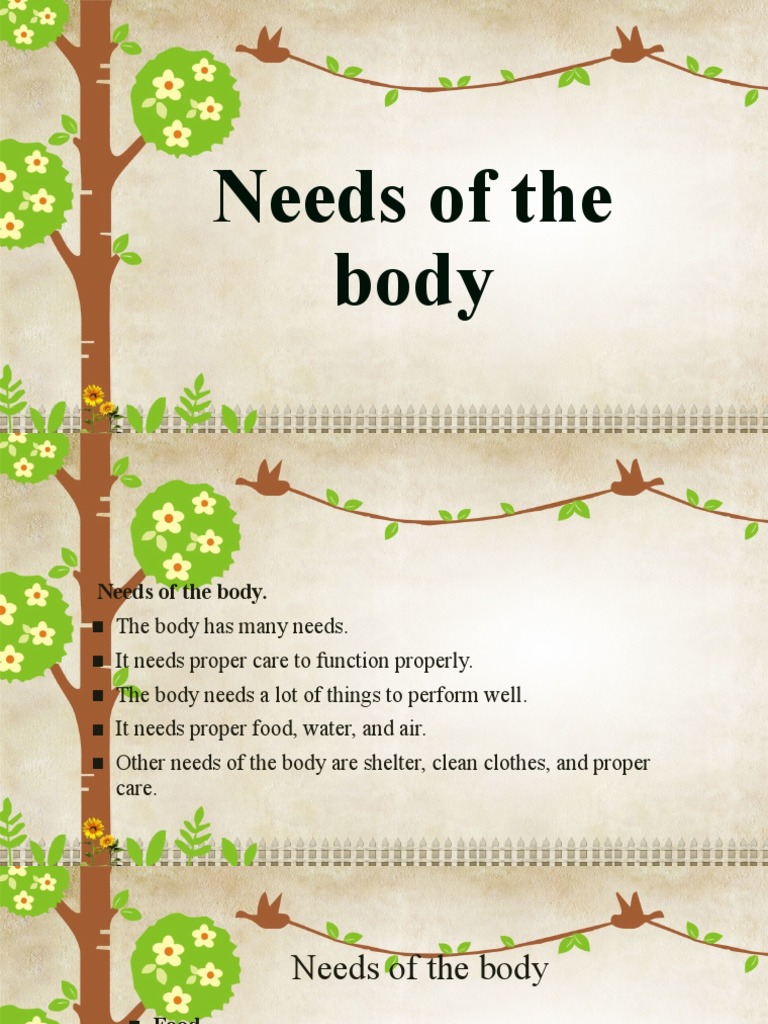 Essential Needs for a Healthy Body | PDF | Foods | Eating