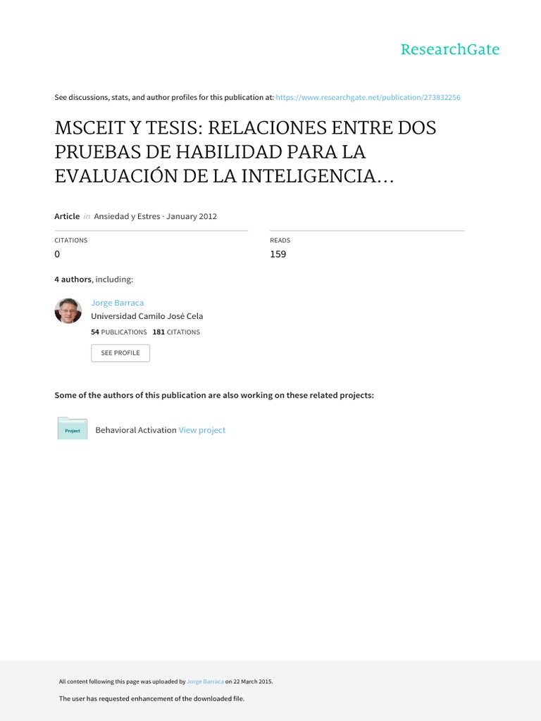 MSCEIT y TESIS | PDF | Psychology | Intelligence