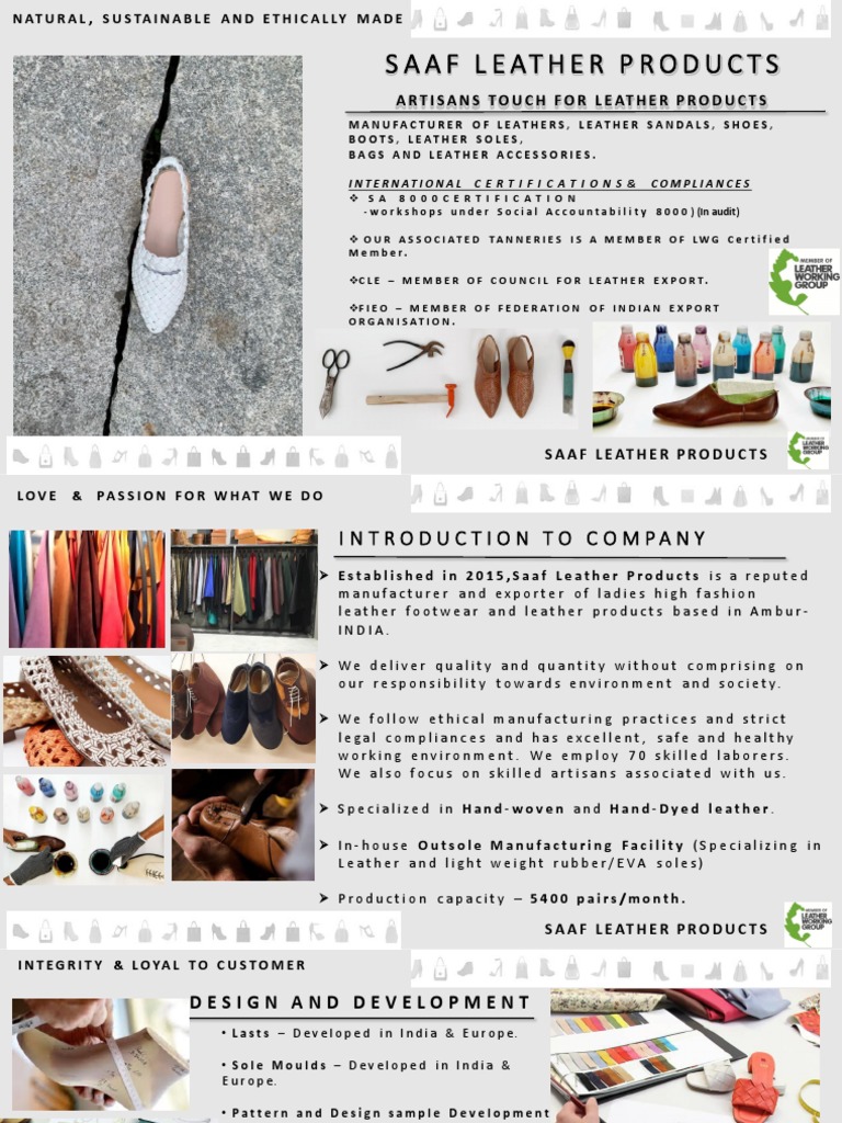 Saaf Leather Products Shoes Portfolio India 1 | PDF