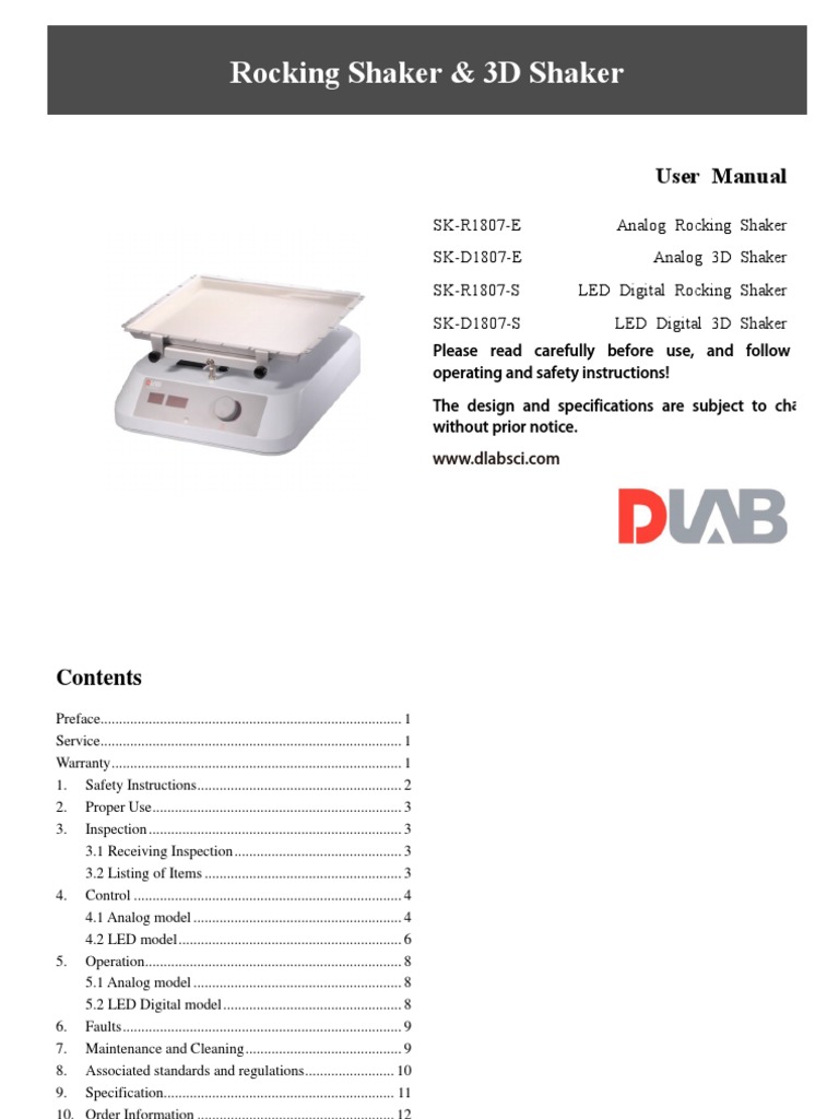 Manual Agitador Oscilante DLab | PDF | Electromagnetic Interference | Switch