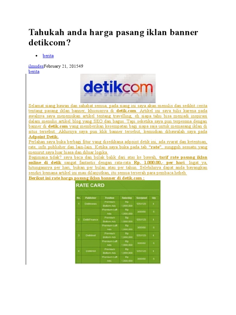Biaya Iklan Banner Di | PDF