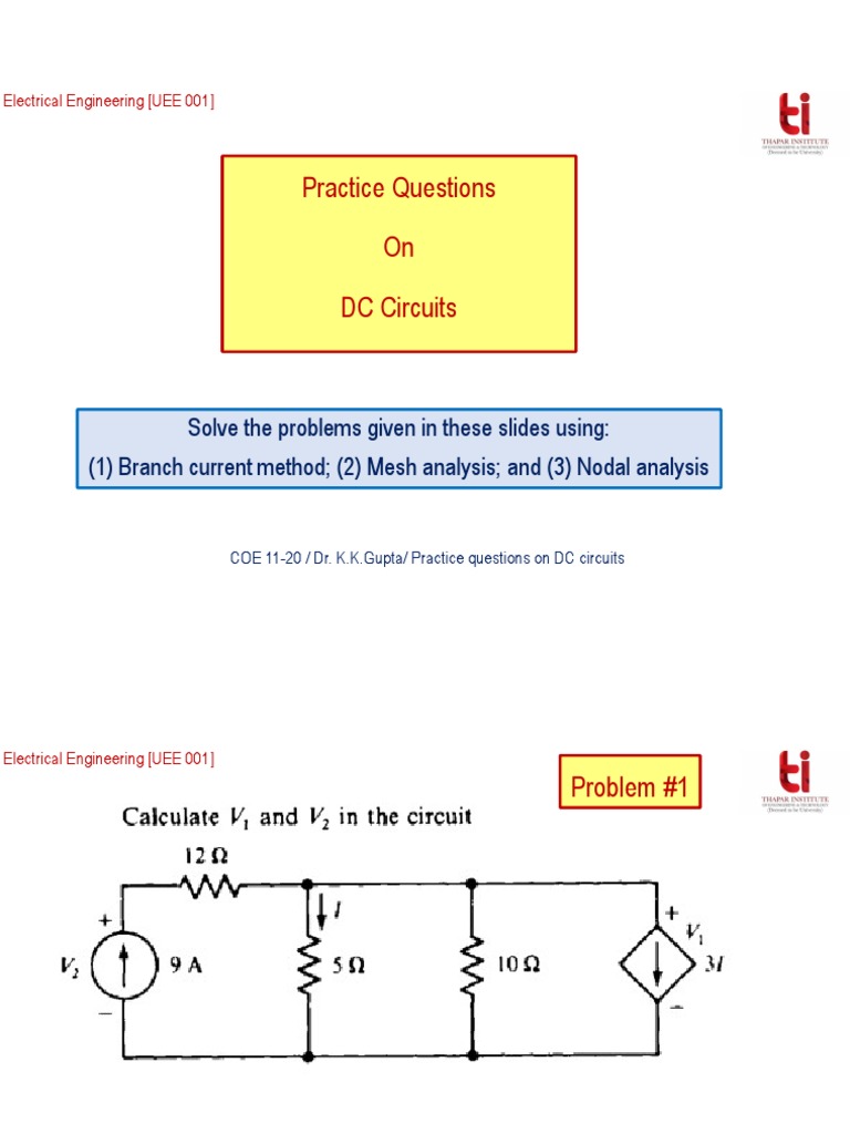 Practice Questions DC Circuits | PDF | Electronic Engineering | Quantity