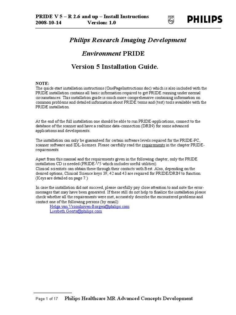 Philips Research Imaging Development Environment PRIDE: Version 5 ...