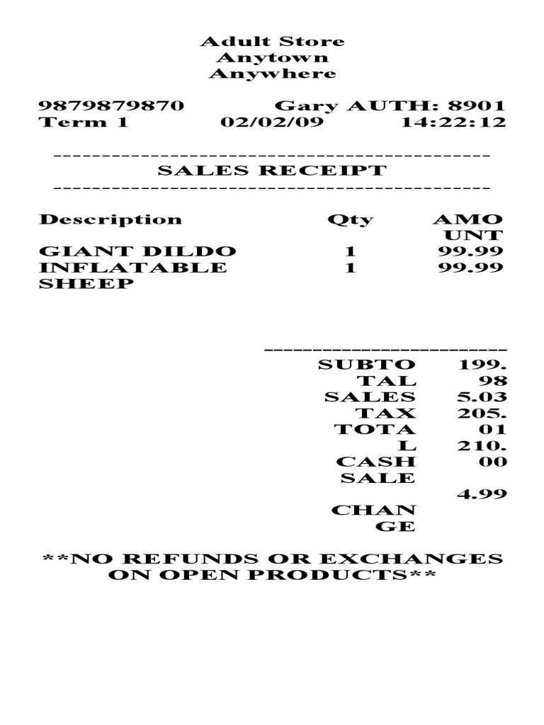Fake Store Receipt Gag-1 | PDF