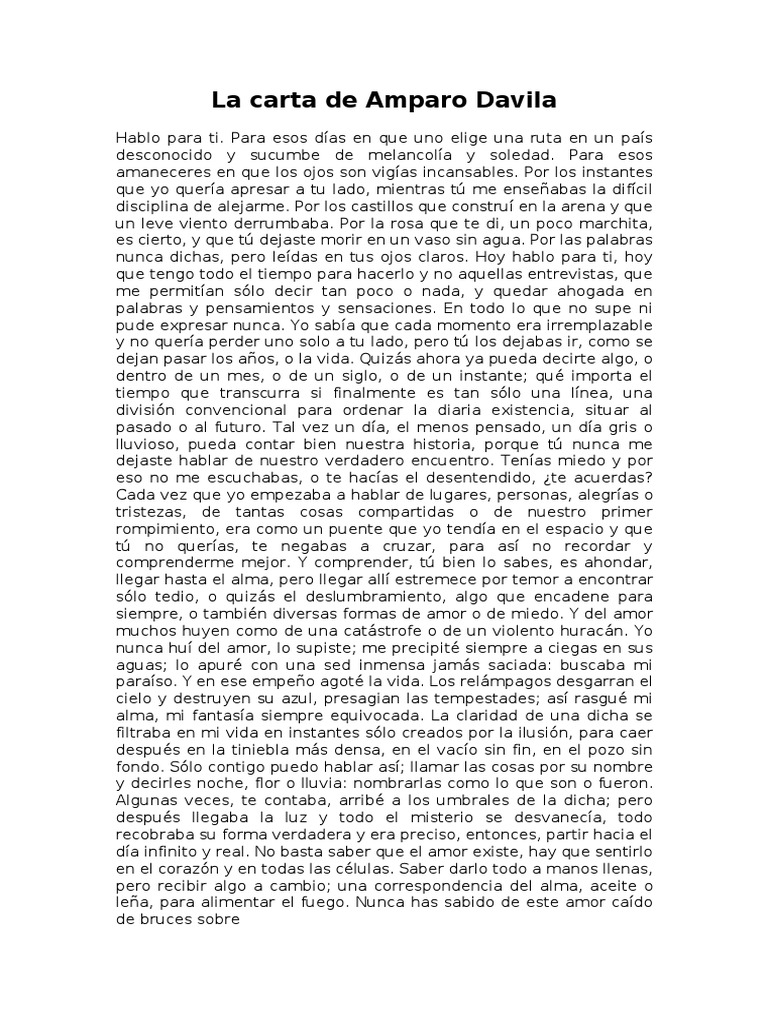 La Carta de Amparo Davila | PDF | Amor