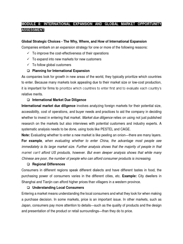 M8-Int'l Expansion and Global Market Opportunity Assessment | PDF ...