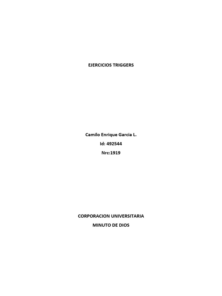 Ejercicios Trigger | PDF | Bases de datos | Software de gestión de datos