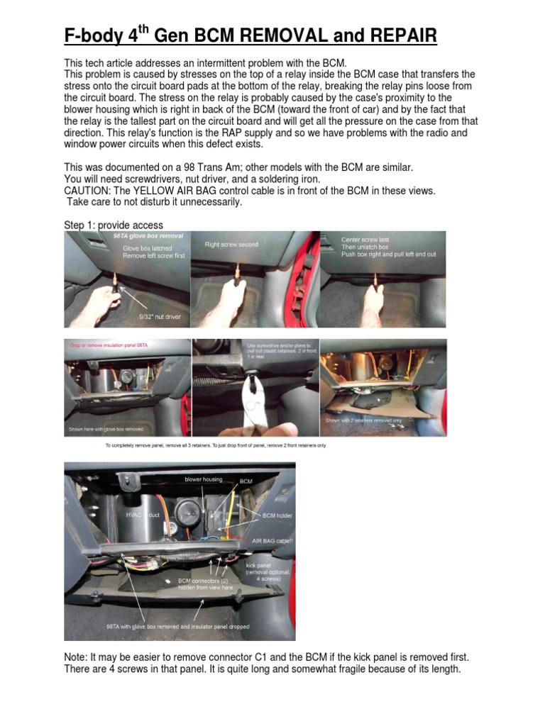 4th Gen F-body BCM Repair Guide | PDF | Home & Garden