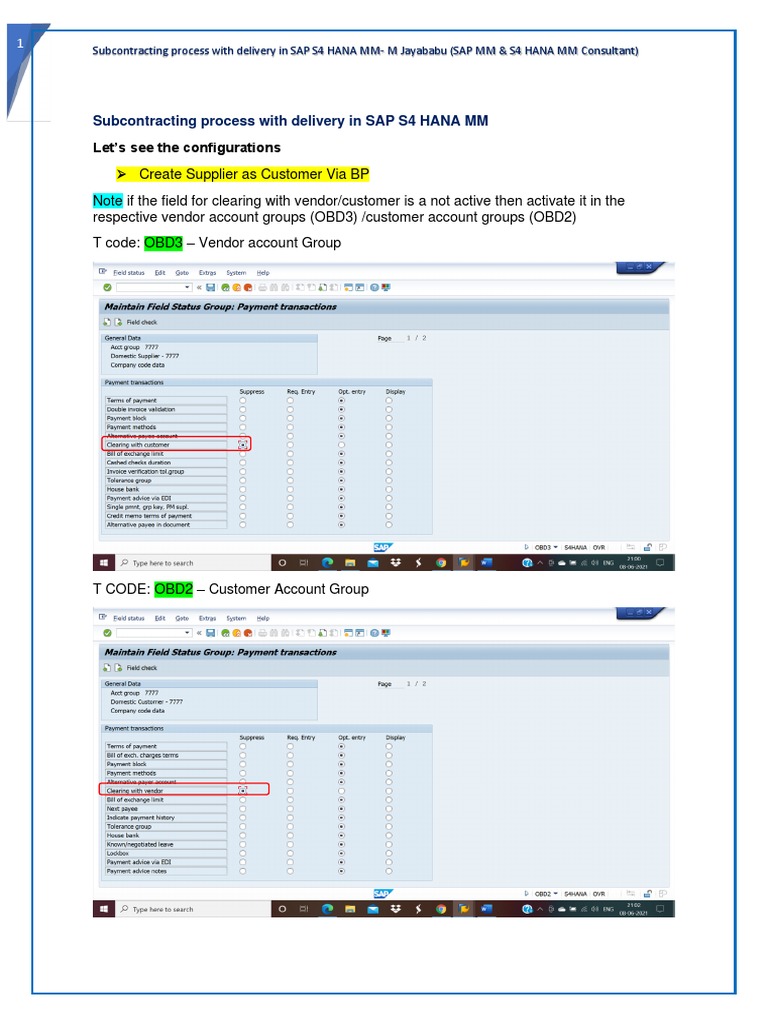 Sub-Contracting With Delivery in Sap S4 Hana MM | Download Free PDF ...
