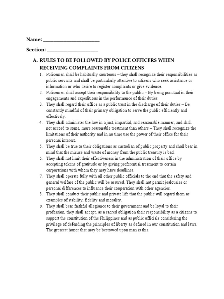 Police Rules | PDF