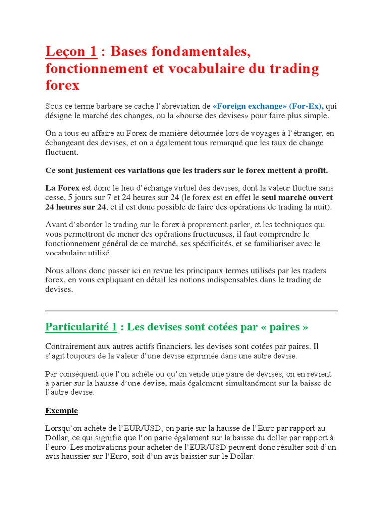 Formation Trading Debutant | PDF | Forex | Opérateur de marché