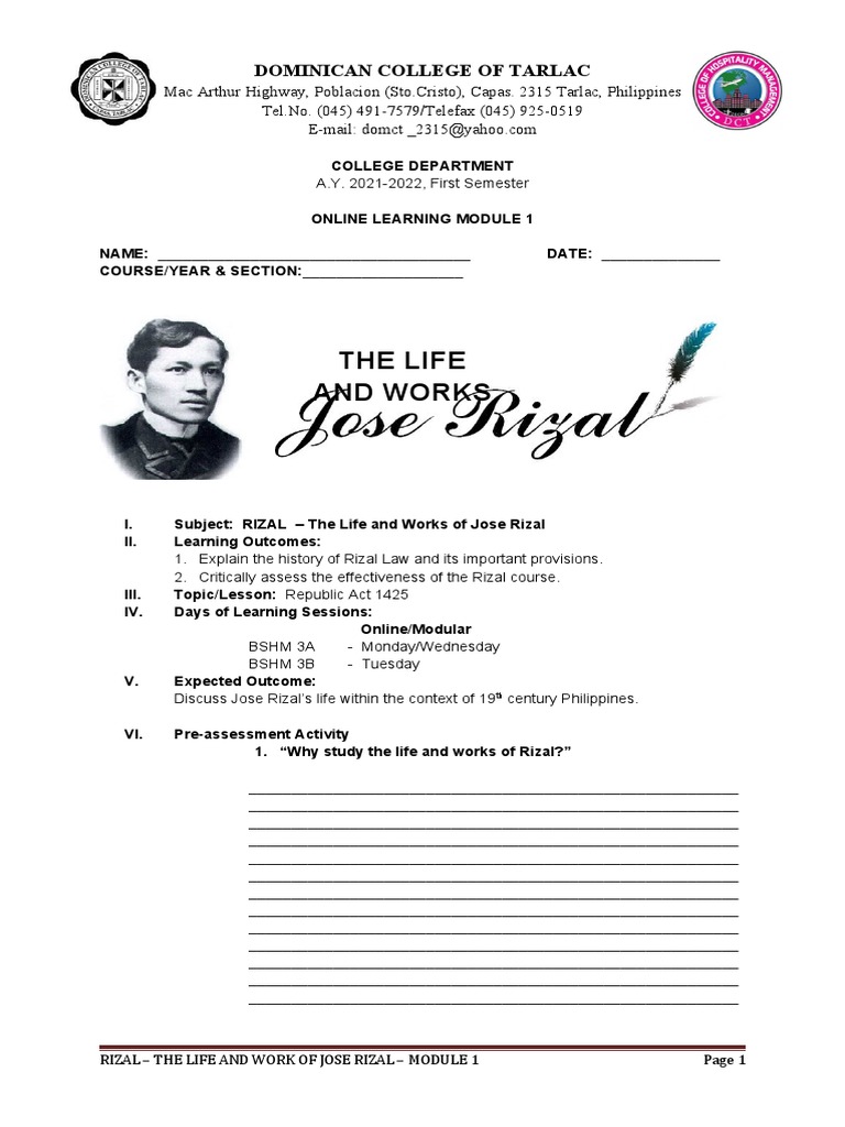 Module1 Rizal | PDF | Philippines | Learning