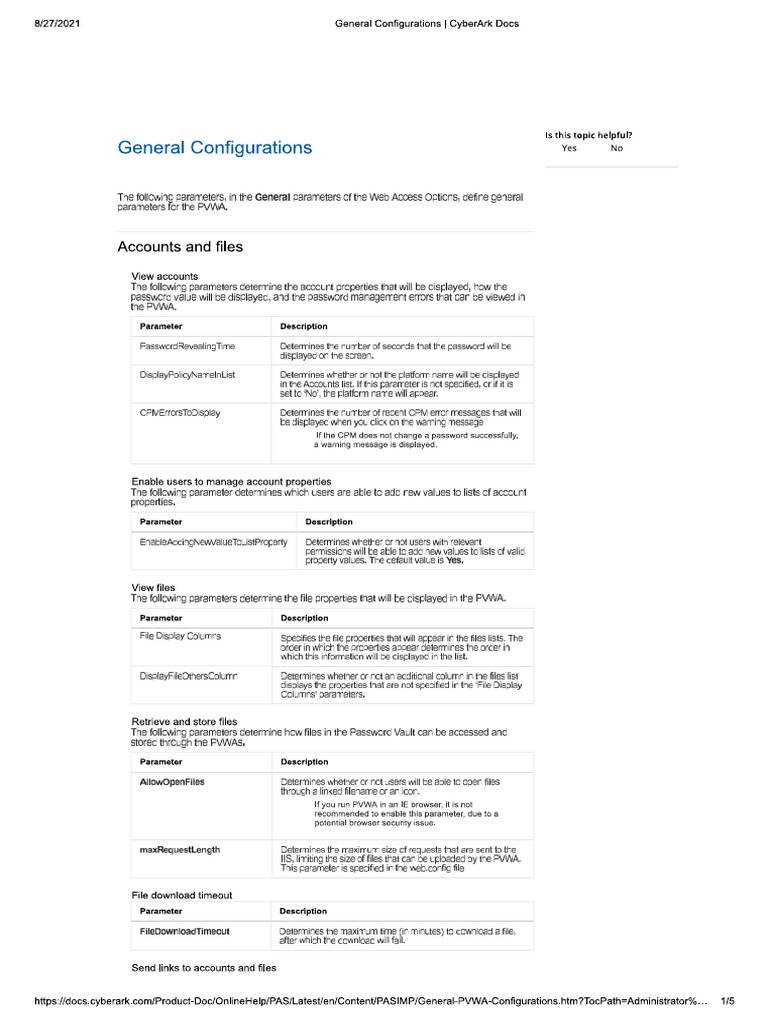PVWA General Configurations Administration | PDF